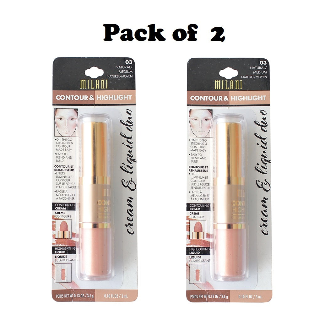 Pack of 2 Milani Contour & Highlight Cream & Liquid Duo – On Sale Beauty
